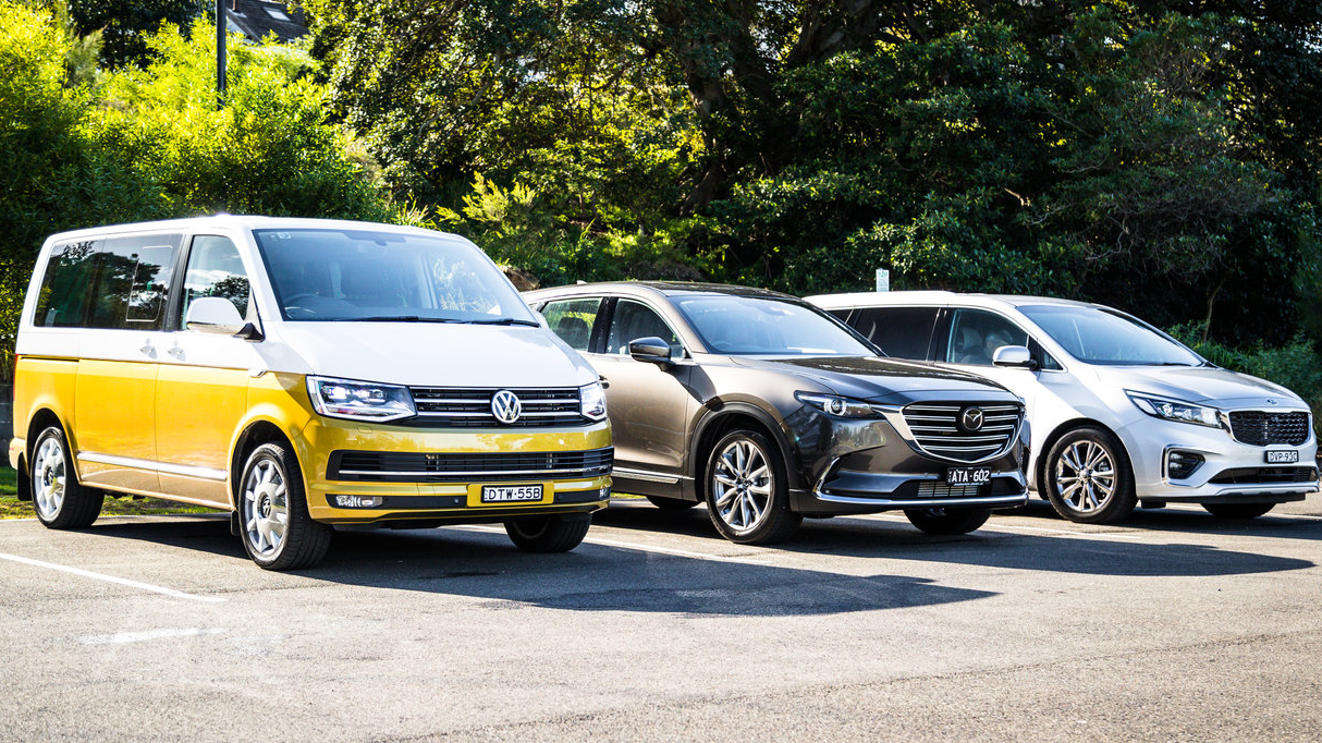 2018 Kia Carnival v Mazda CX-9 v Volkswagen Multivan Kombi 70 ...