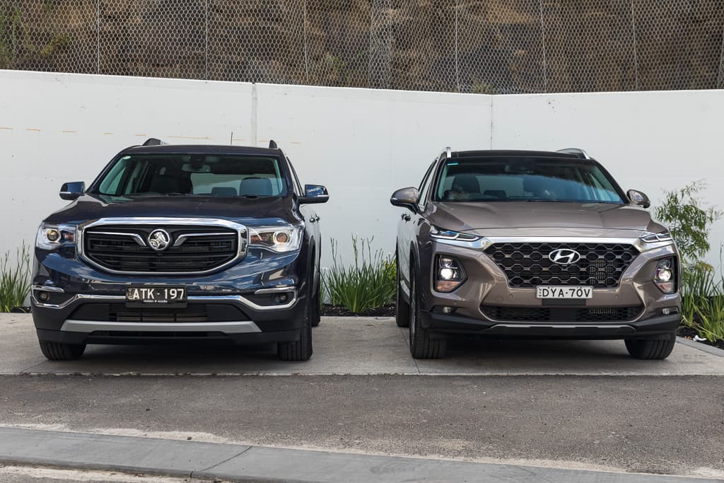 2019 Holden Acadia LTZ AWD v Hyundai Santa Fe Highlander Comparison ...