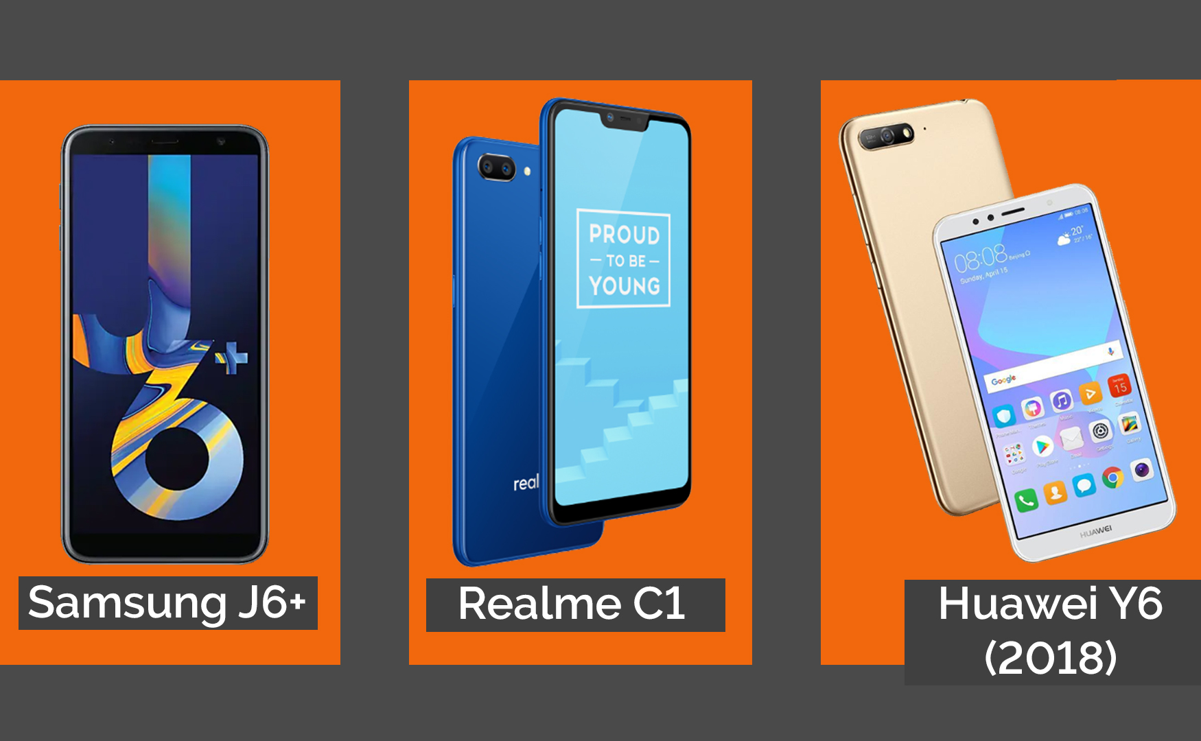 Samsung Galaxy J6+ VS Huawei Y6 2018 VS Realme C1 Comparison - GearOpen.com